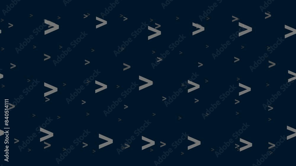 Greater symbols float horizontally from left to right. Parallax fly effect. Floating symbols are ...