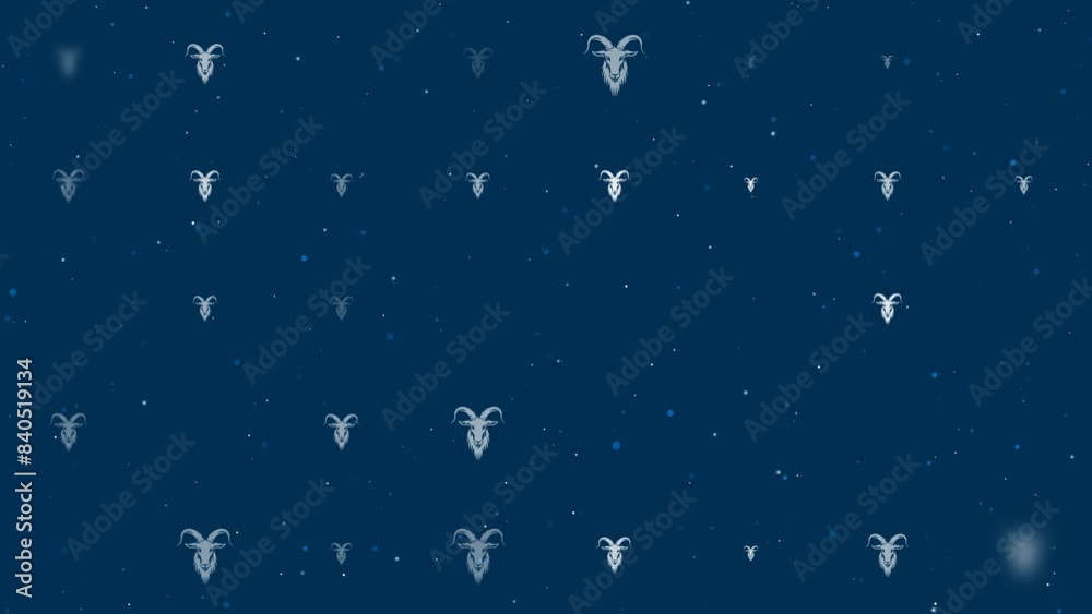 Template animation of evenly spaced goat symbols of different sizes and ...