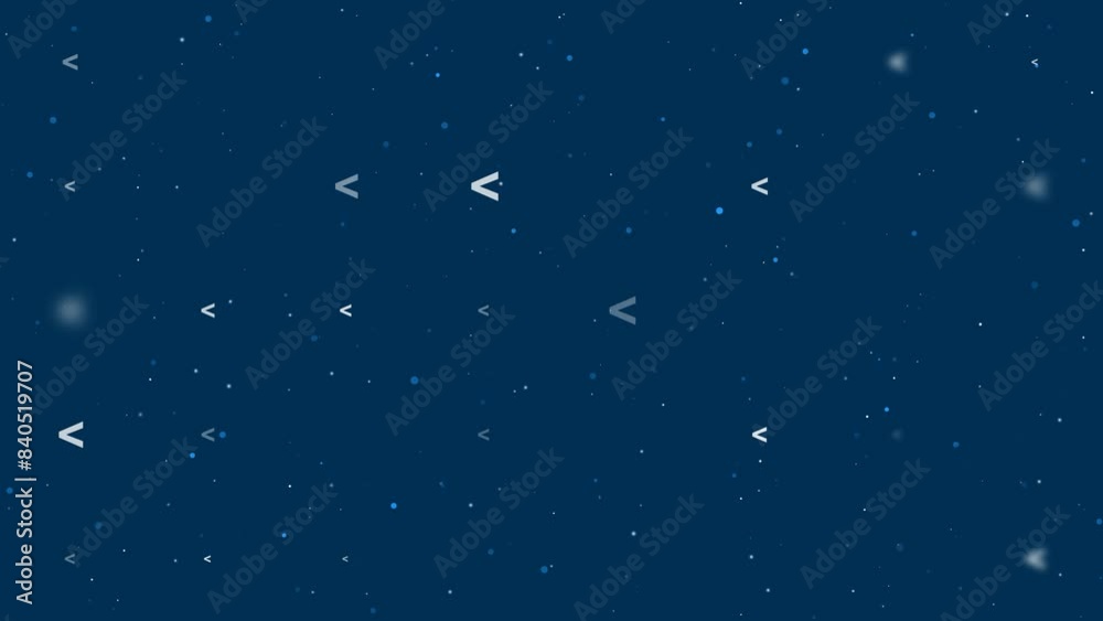 Template animation of evenly spaced less symbols of different sizes and ...