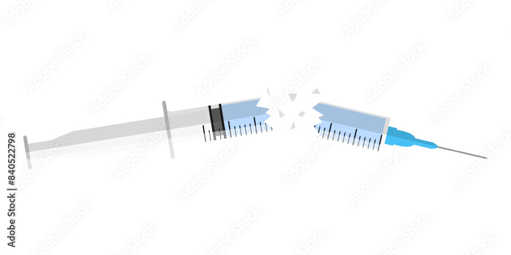 Vector illustration of broken syringe on transparent background Stock ...
