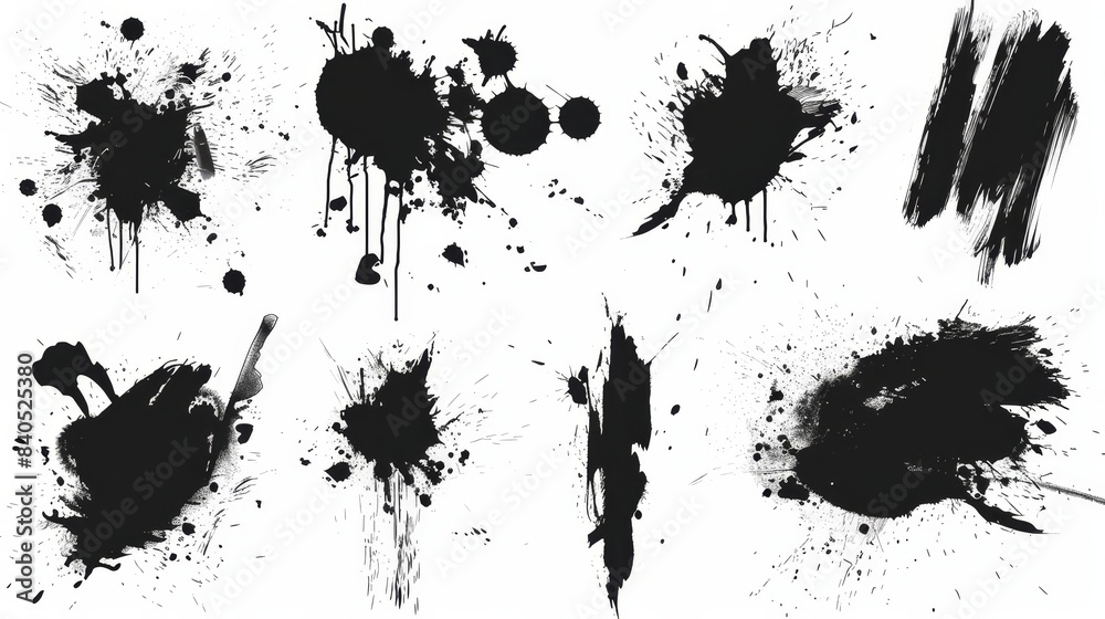 An isolated grunge texture made from paint brush stains, ink splashes ...