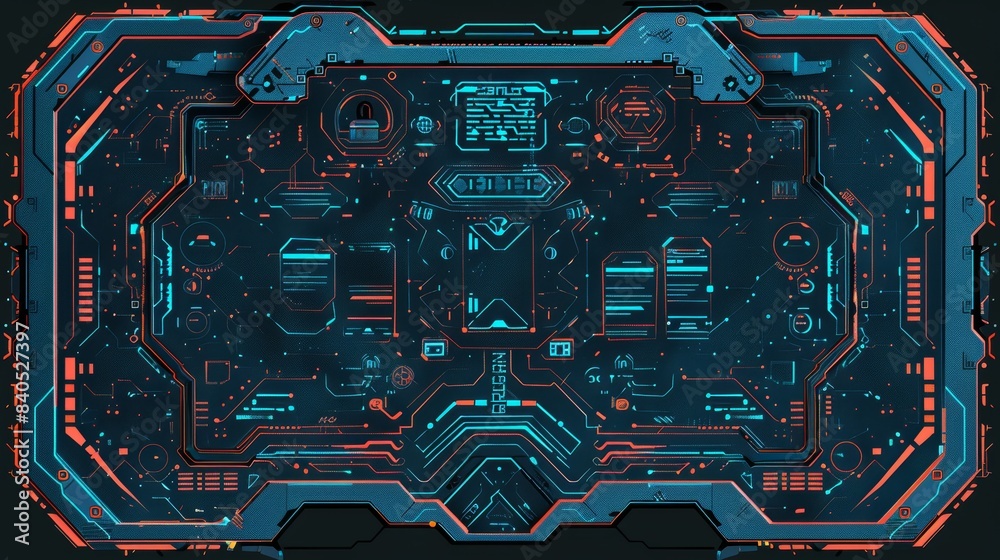 Sci-fi digital interface elements for games, UI, UX, and KIT. Futuristic User Interface, frame ...