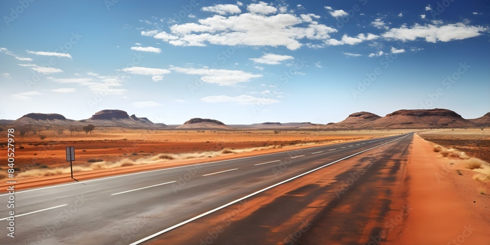 Exploring the Australian Outback with a Big Rig on a Road Trip. Concept ...