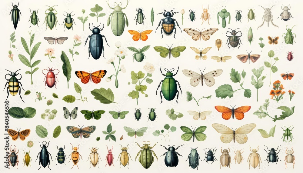 Garden pests identification flat design, side view, horticulture theme ...