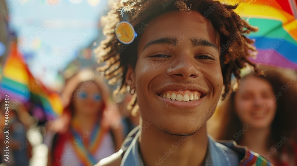 Young People Rallying For Lgbtq Rights During Pride Month Parade With