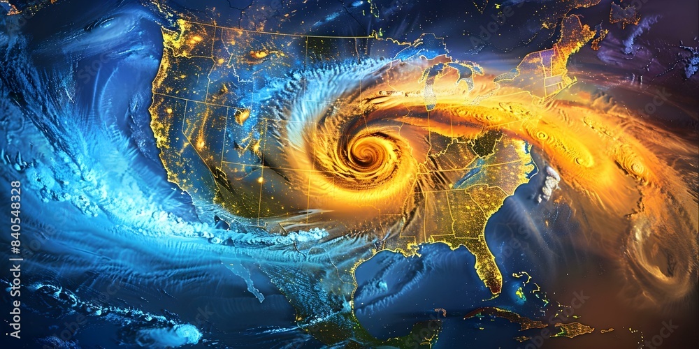 Ilustracja Stock: Geographical Features Highlighted on a Map of Tornado ...