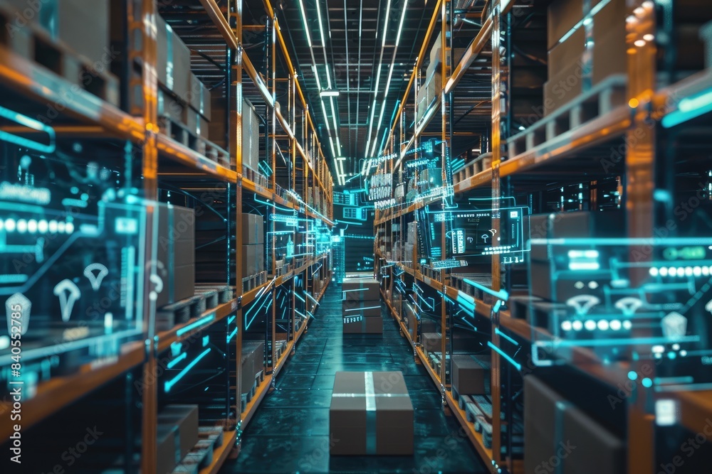 Logistics control. Future logistics. Package tracking and cargo ...