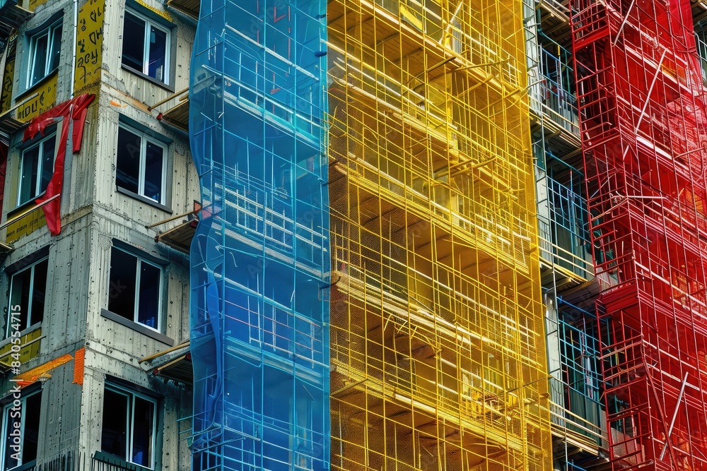 Construction site. Construction, renovation of high-rise residential ...
