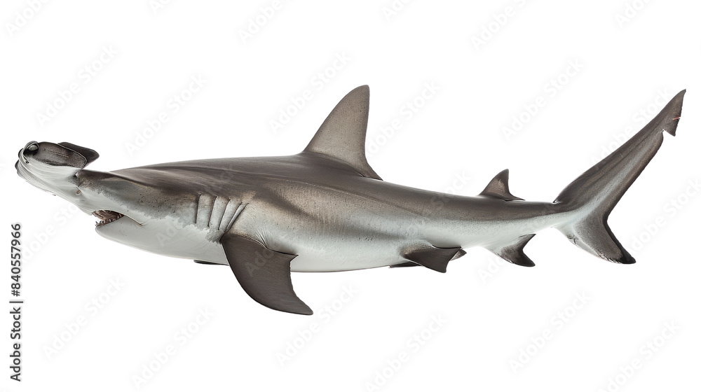 High-resolution image of a hammerhead shark against a white background ...