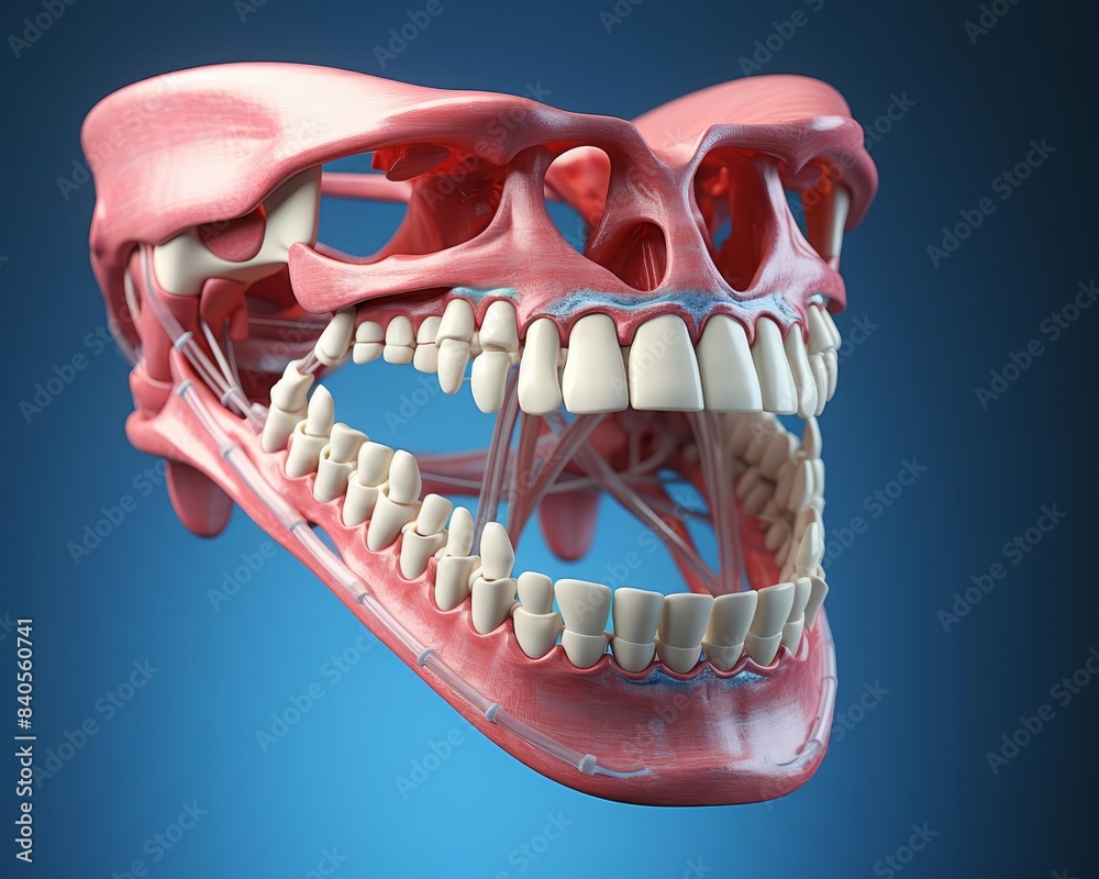 Mandible fracture flat design front view medical theme 3D render vivid ...