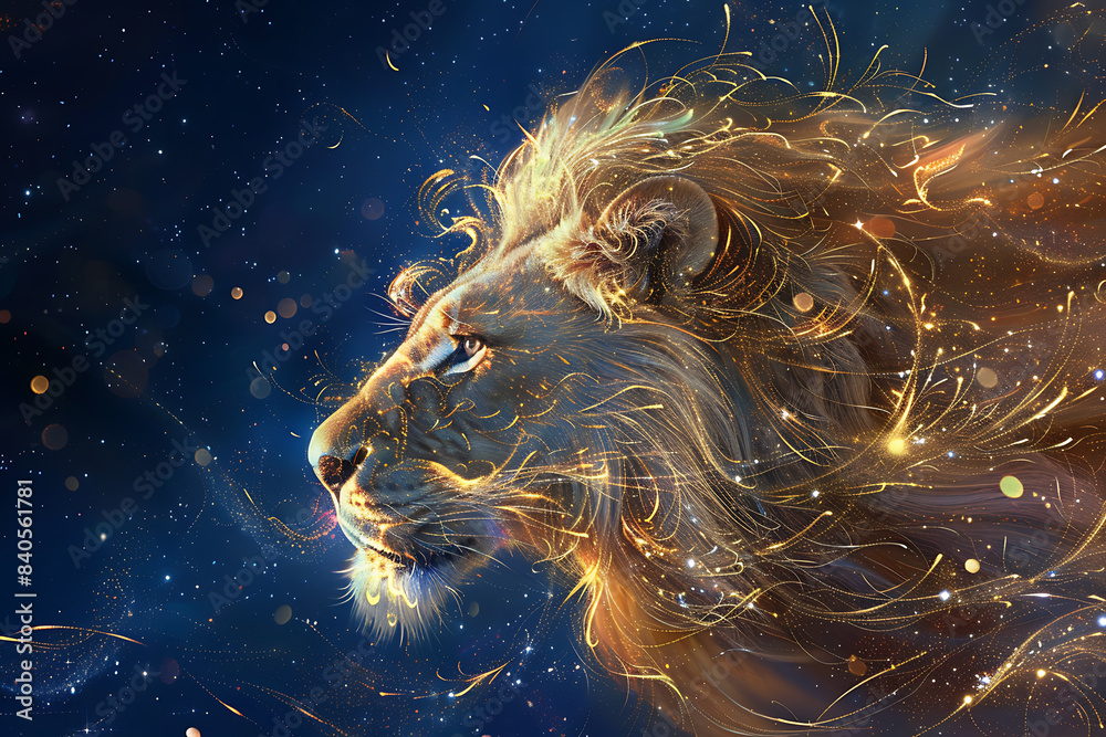 A stunning illustration of the zodiac sign Leo, featuring intricate ...