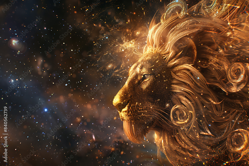 A stunning illustration of the zodiac sign Leo, featuring intricate ...