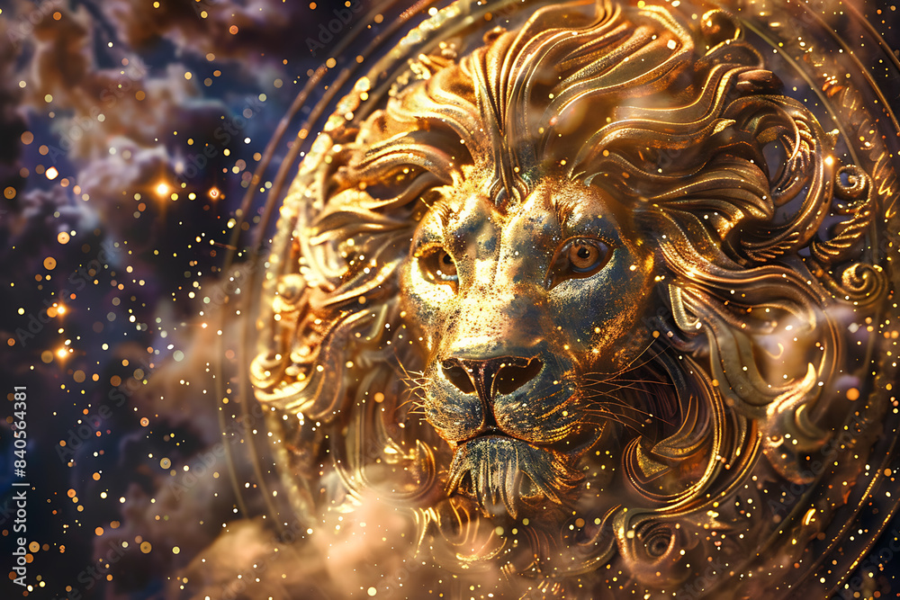 A stunning illustration of the zodiac sign Leo, featuring intricate ...
