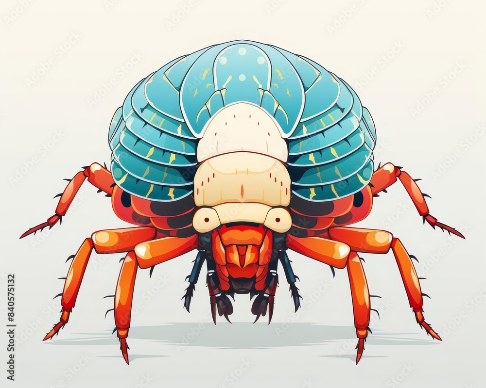 Myriapod arthropod flat design front view centipede cartoon drawing ...