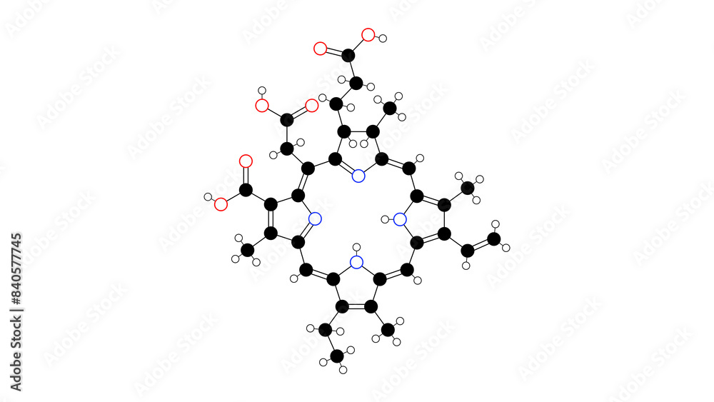 chlorophyllin molecule, structural chemical formula, ball-and-stick ...