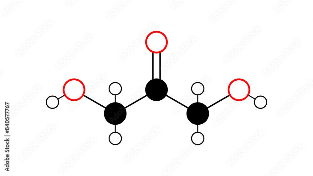 dihydroxyacetone molecule, structural chemical formula, ball-and-stick ... dihydroxyacetone molecule, structural chemical formula, ball-and-stick ...