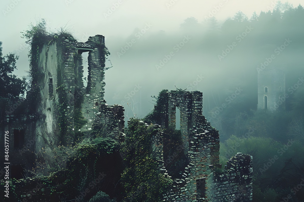 Medieval stone castle with tall towers and a grand entrance under clear ...