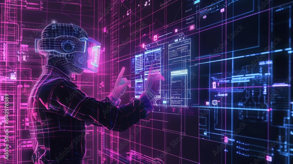 7 Concept of augmented reality 3D hologram projection data interface ...