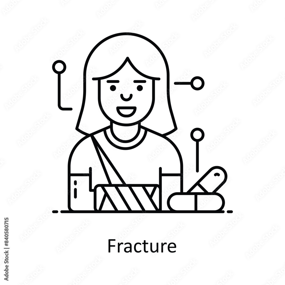 Fracture vector outline icon style illustration. Symbol on White ...