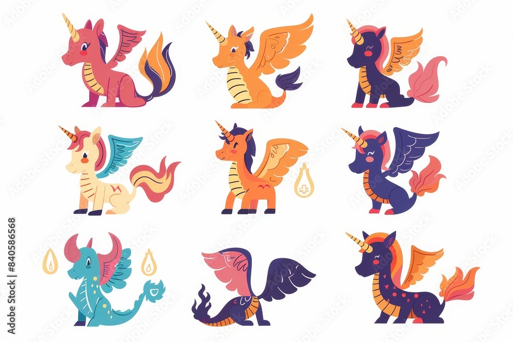 Illustration of mythical animals such as unicorns, jackalopes ...