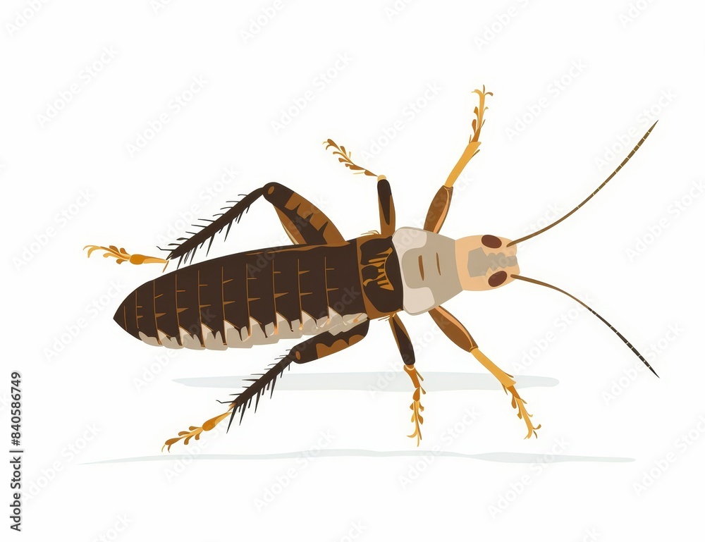 Animated insect earwig cartoon illustration on white background with ...