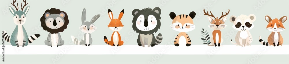 Animal characters holding signs, cute baby animals peeking out ...