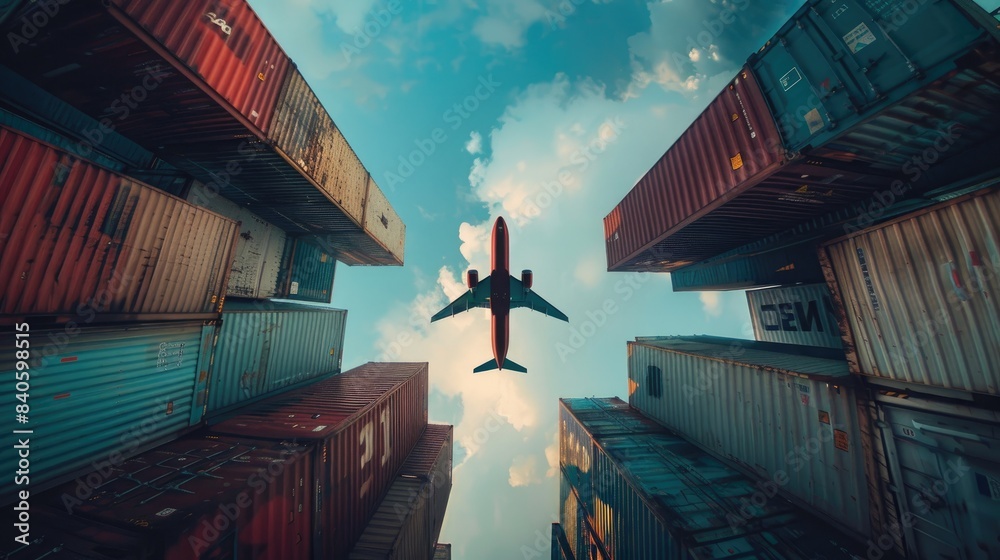 Global logistics and transportation business, import-export cargo ...