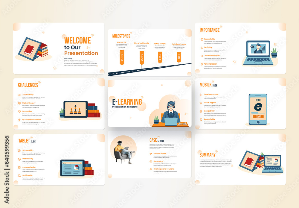 Online E-learning Education Courses Presentation Template Stock ...