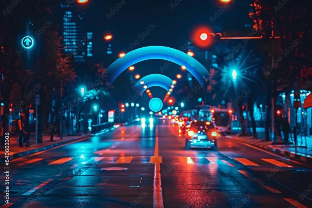 Overhead city street night view with traffic lights Stock Illustration ...