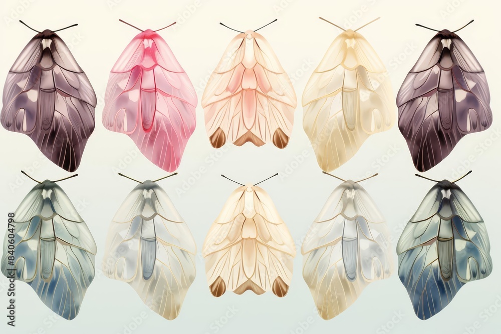 Silk moth pupa flat design, top view, textile production theme, 3D ...