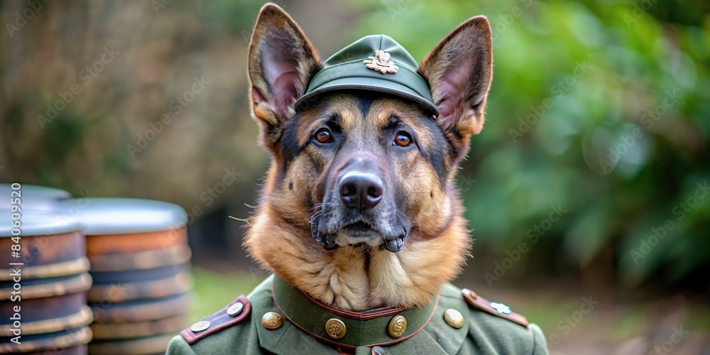 German Shepherd wearing historic military uniform , military dog ...