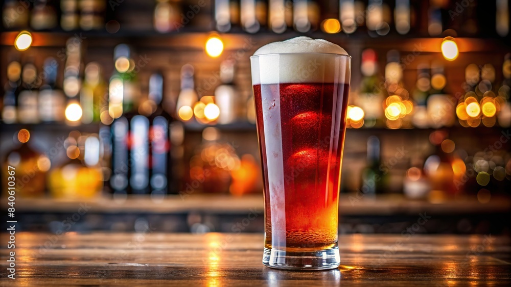 Pint of Monaco beer with grenadine syrup in tall glass on background ...