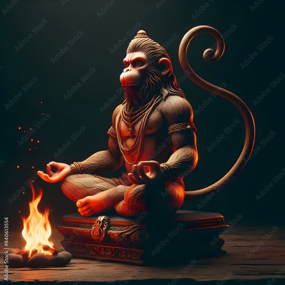 Lord Hanuman | Hanuman Jayaniti | Meditation Stock Illustration | Adobe ...