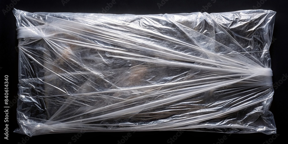 plastic wrap on black background overlay effect, plastic wrap,black ...