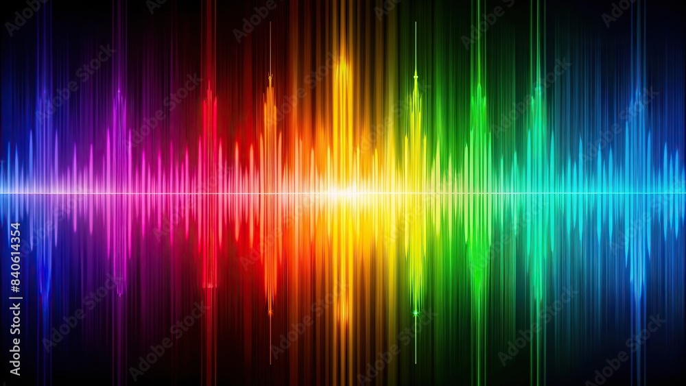 Colorful soundwave spectrum with rainbow colors in a digital background ...