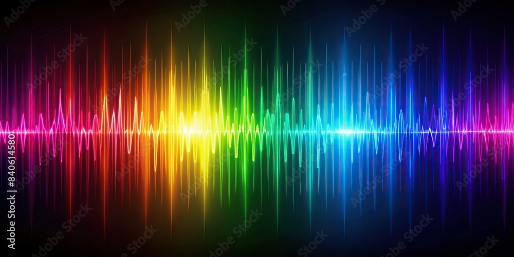 Colorful soundwave spectrum in rainbow colors, abstract wave technology ...