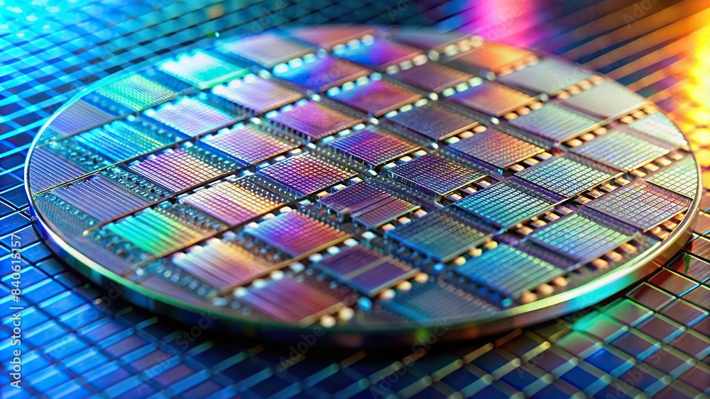 Silicon wafer used in microchip manufacturing, created by a Generative ...