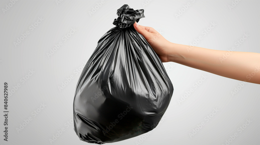 hand holding black garbage bag, waste removal, World Environment Day ...