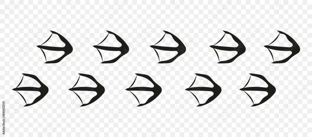 Swan paws. Footpath trail of animals. Paw foot trail print of swan on ...