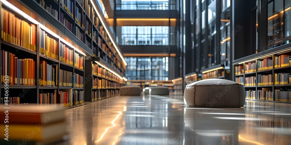 Modern Library with Contemporary Interior Design and Overwhelming Book ...