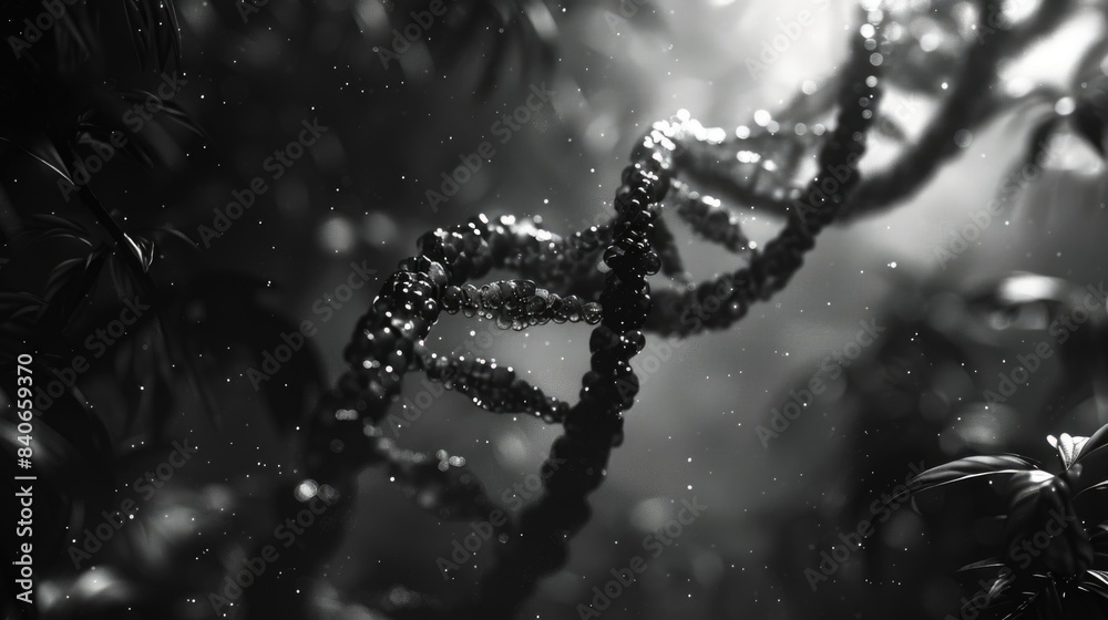 Black and white illustration of a double helix DNA molecule, providing ...