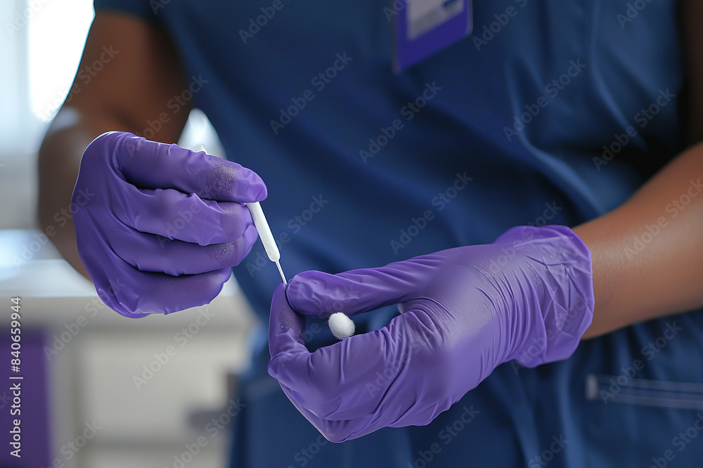 medical tests performed by a female doctor. colorful, typical hospital ...