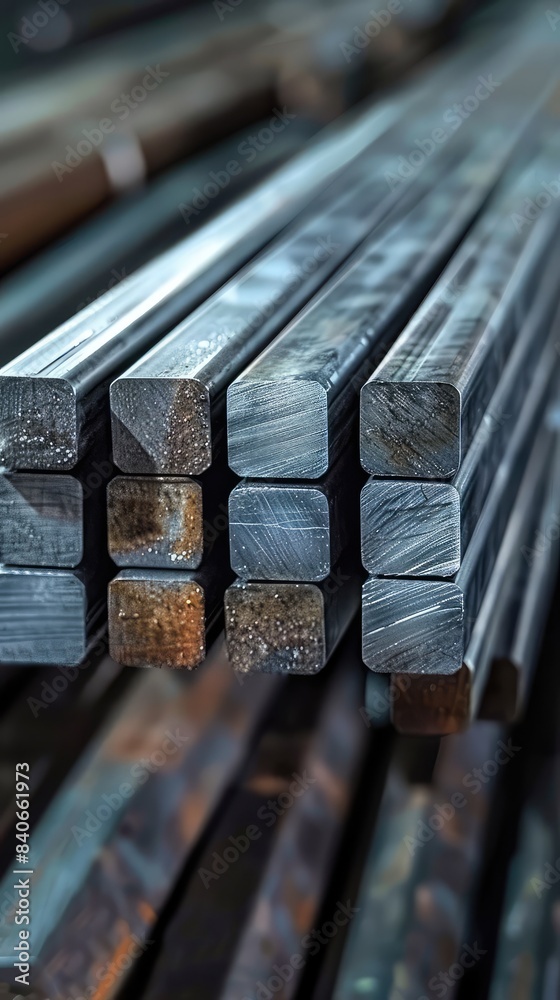 Geometric metal solid shapes, Industrial art metal rods, Abstract ...