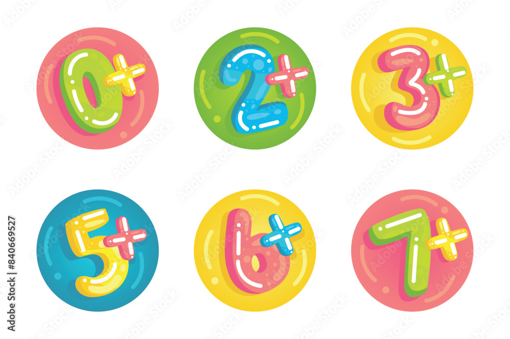 Numbers illustration in flat cartoon design. The illustration features ...