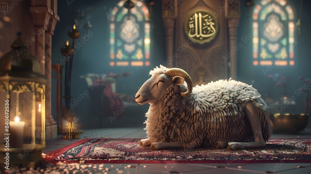 eid al adha qurban with animal for islamic festival islamic background ...