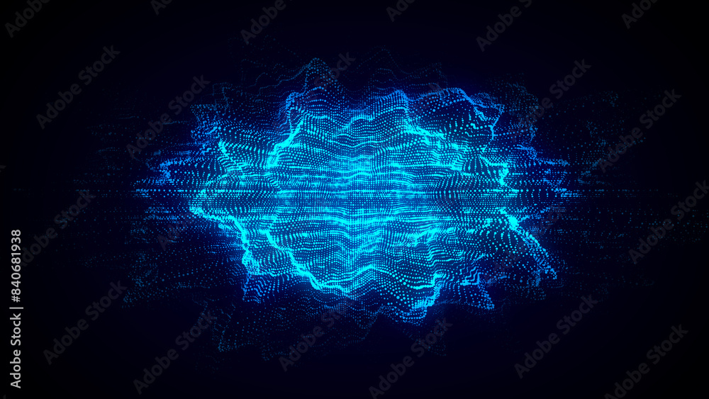 Abstract digital blue circle wave on black background. Big data ... Abstract digital blue circle wave on black background. Big data ...