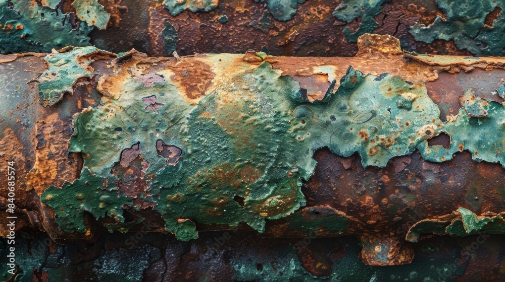 Dirty and textured surface of a corroded metal pipe showing layers of ...