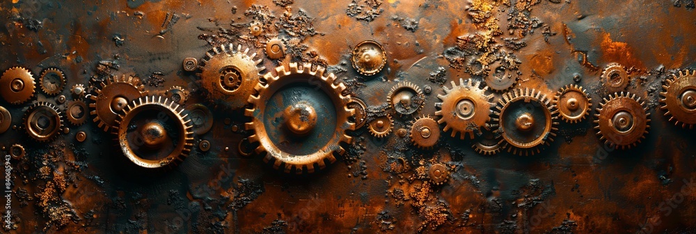 Antique rusty gears and mechanisms background. Grunge dirty cogwheel ...