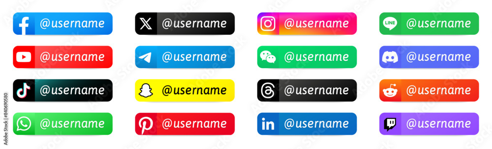 Vetor de Follow us banners with usernames. Popular social networks and ...