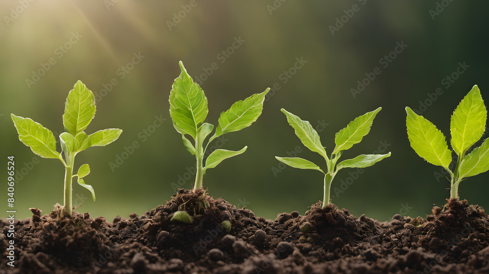 A time-lapse series of a plant growing from a seed to a mature plant ...